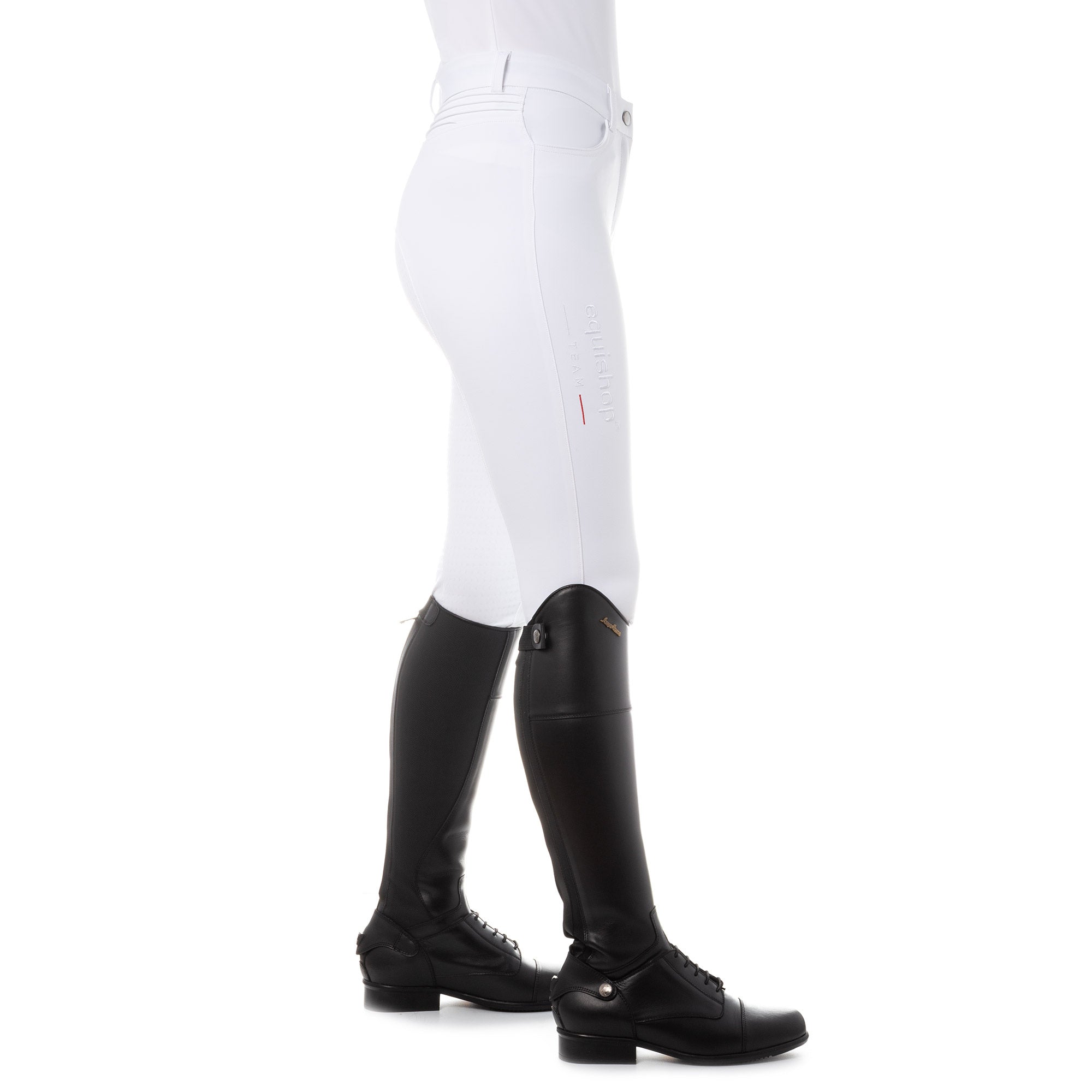 EQUISHOP TEAM WOMEN'S SOFTSHELL FULL SILICONE GRIP BREECHES WHITE ...
